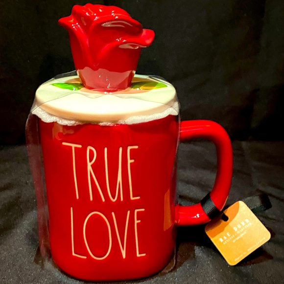 Rae Dunn | Kitchen | Rae Dunn Red True Love Mug W Rose Topper Disney ...